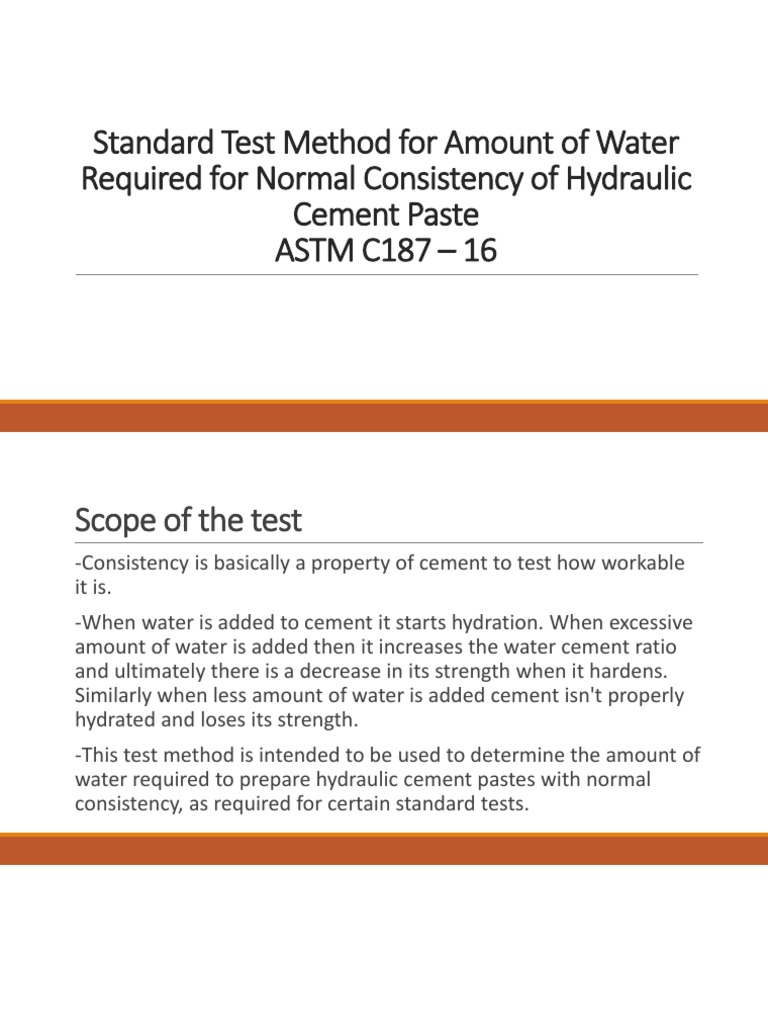 Normal Consistency of Hydraulic Cement | PDF | Cement | Concrete