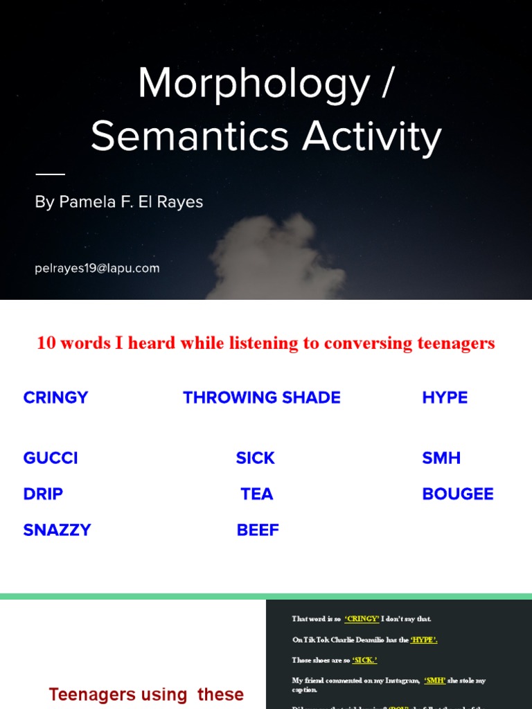 Morphology Semantics Activity | PDF | Morphology (Linguistics) | Adolescence