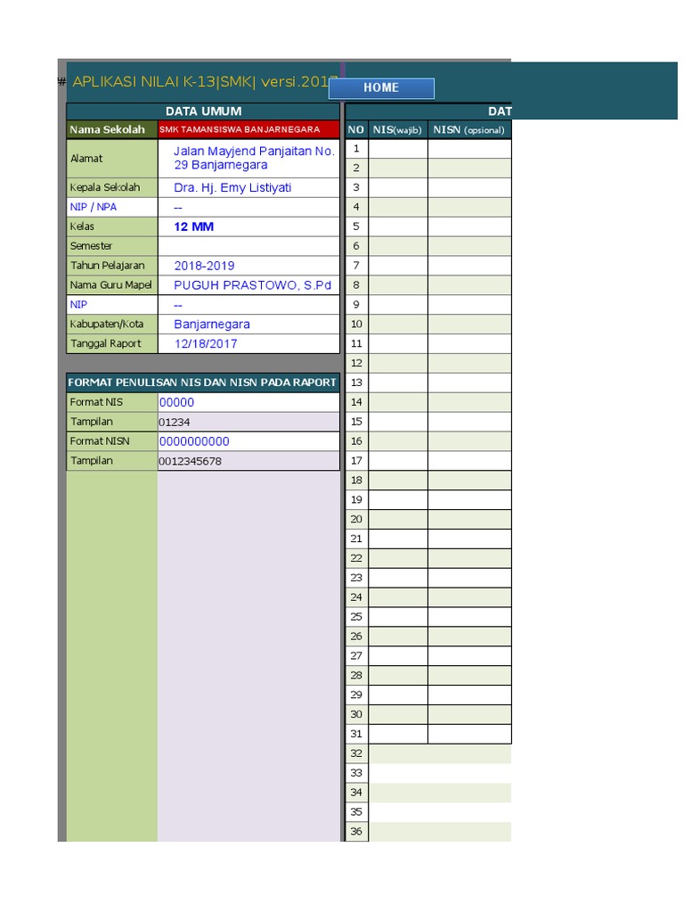 Form Setor Nilai XII MM Mapel DMI | PDF