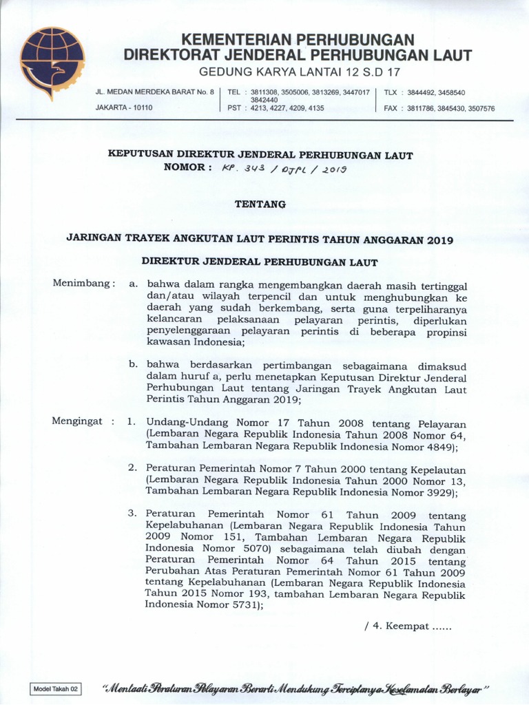 Rev SK Jaringan Trayek Perintis 2019 | PDF