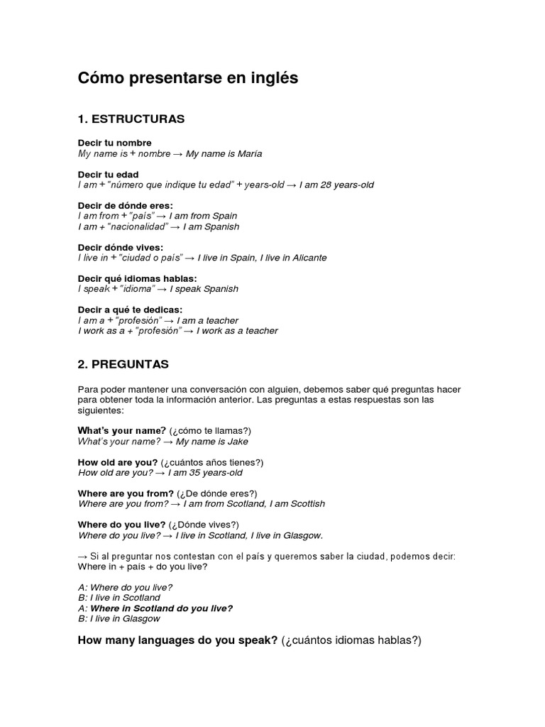 Cómo Presentarse en Inglés | Sustantivo | Preposición y Postposición