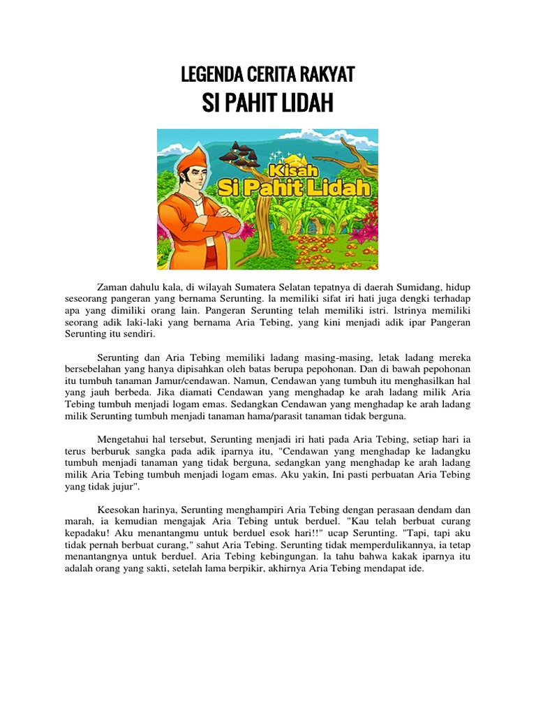 Legenda Si Pahit Lidah dan Pesan Moral | PDF