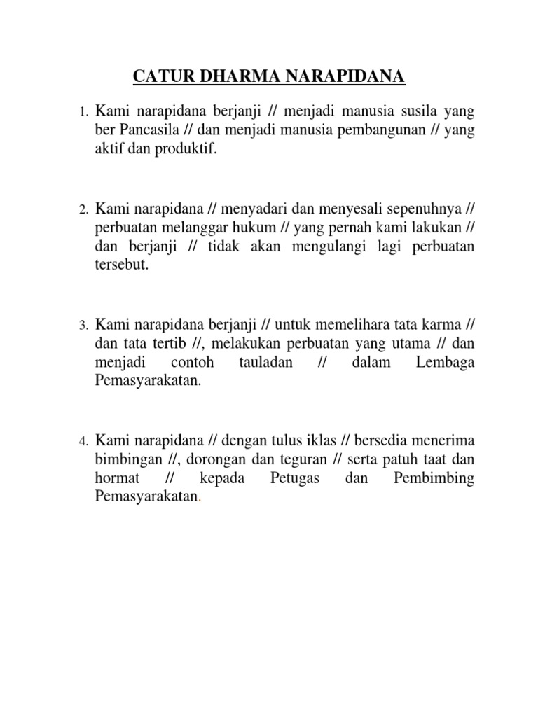 Catur Dharma Narapidana | PDF