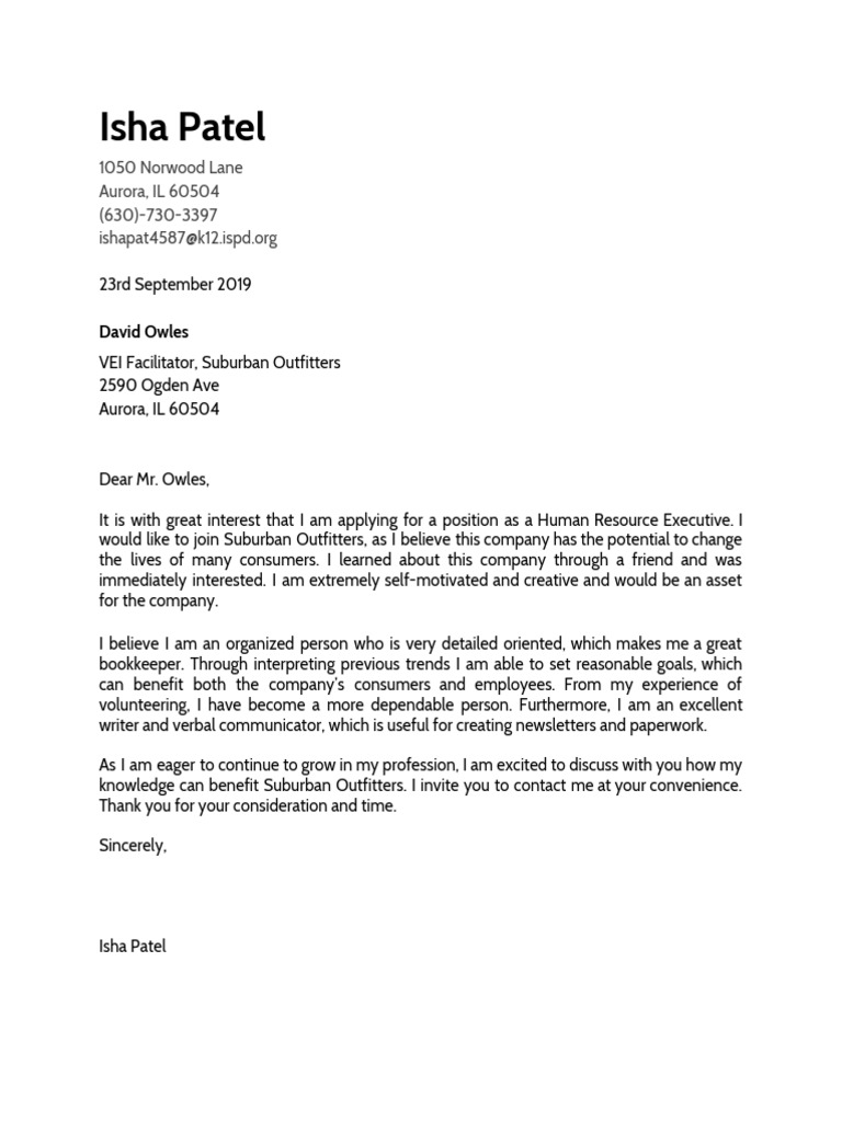Vei Cover Letter | PDF