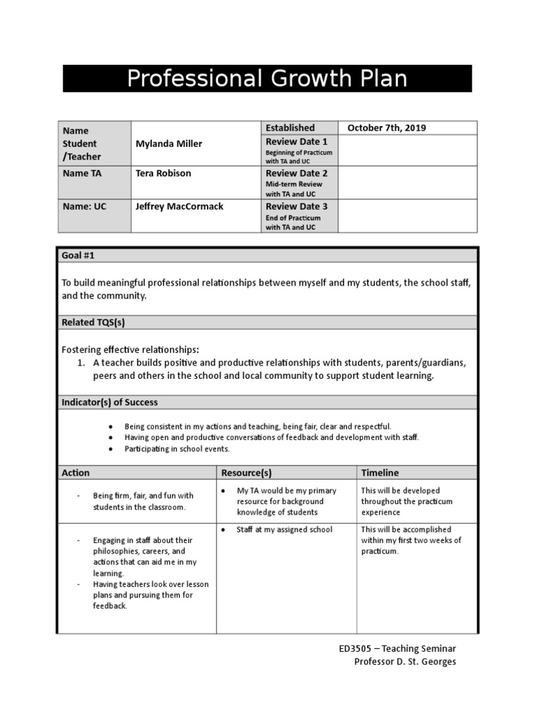 Practicum Goals for Aspiring Teachers | PDF | Teachers | Lesson Plan