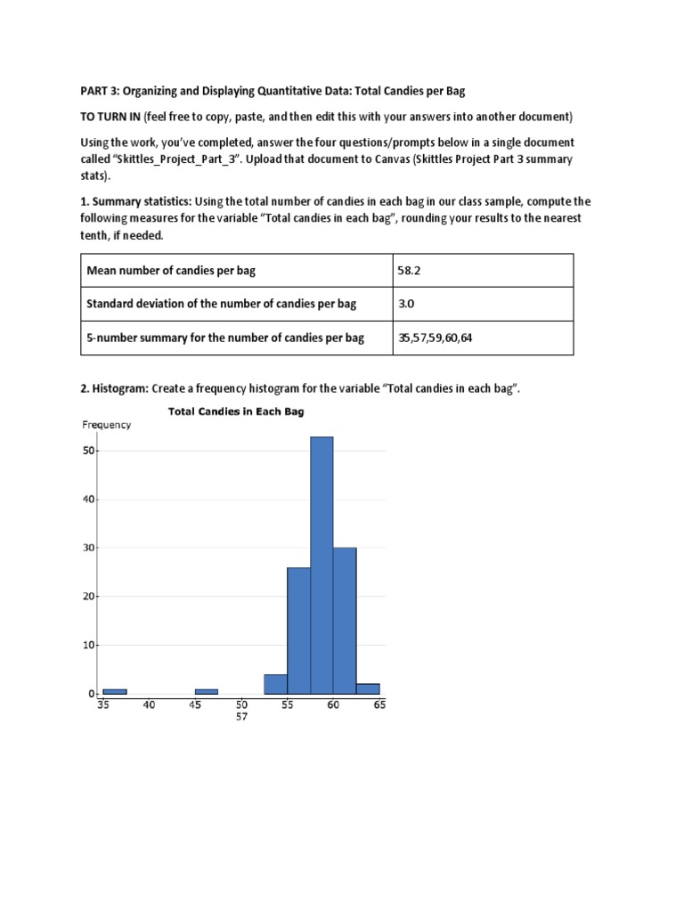 Data Analysis for Skittles Bags | PDF