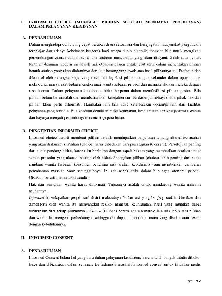 Informed Choice & Consent dalam Kebidanan | PDF