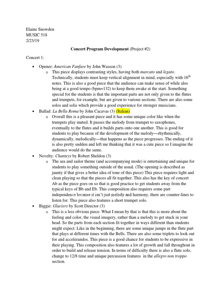 Concert Program Development | PDF | Musical Compositions | Baroque Music