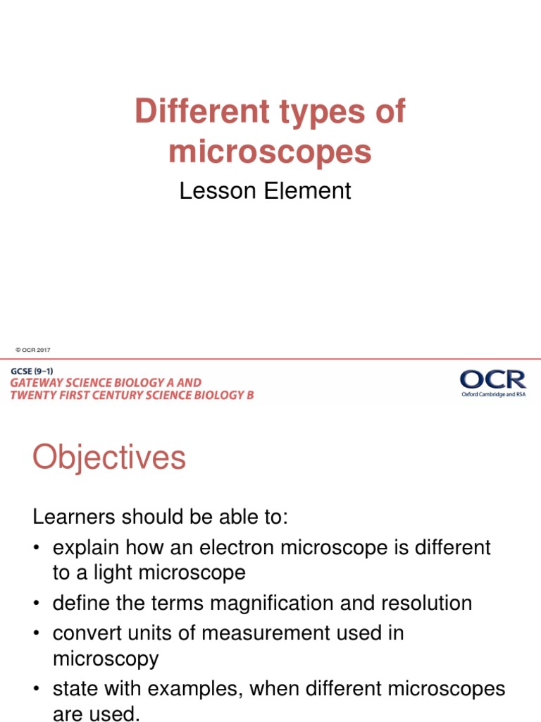Comparing Light and Electron Microscopes Lesson Element | PDF ...