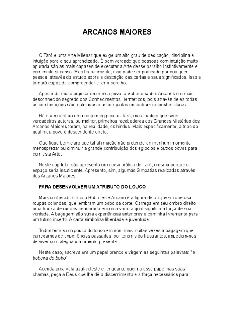 Arcano 1 | PDF | Tarô | Sabedoria