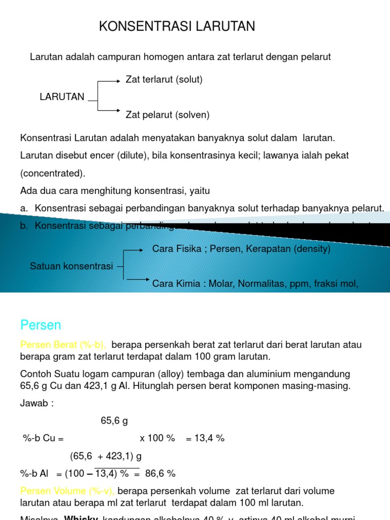 Konsentrasi Larutan | PDF | Memasak, Makanan, & Anggur | Sains & Matematika
