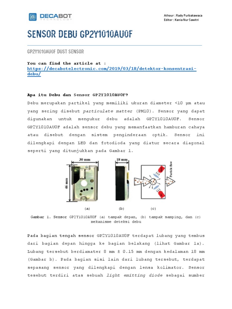 SENSOR DEBU GP2Y1010AU0F GP2Y1010AU0F Du PDF | PDF