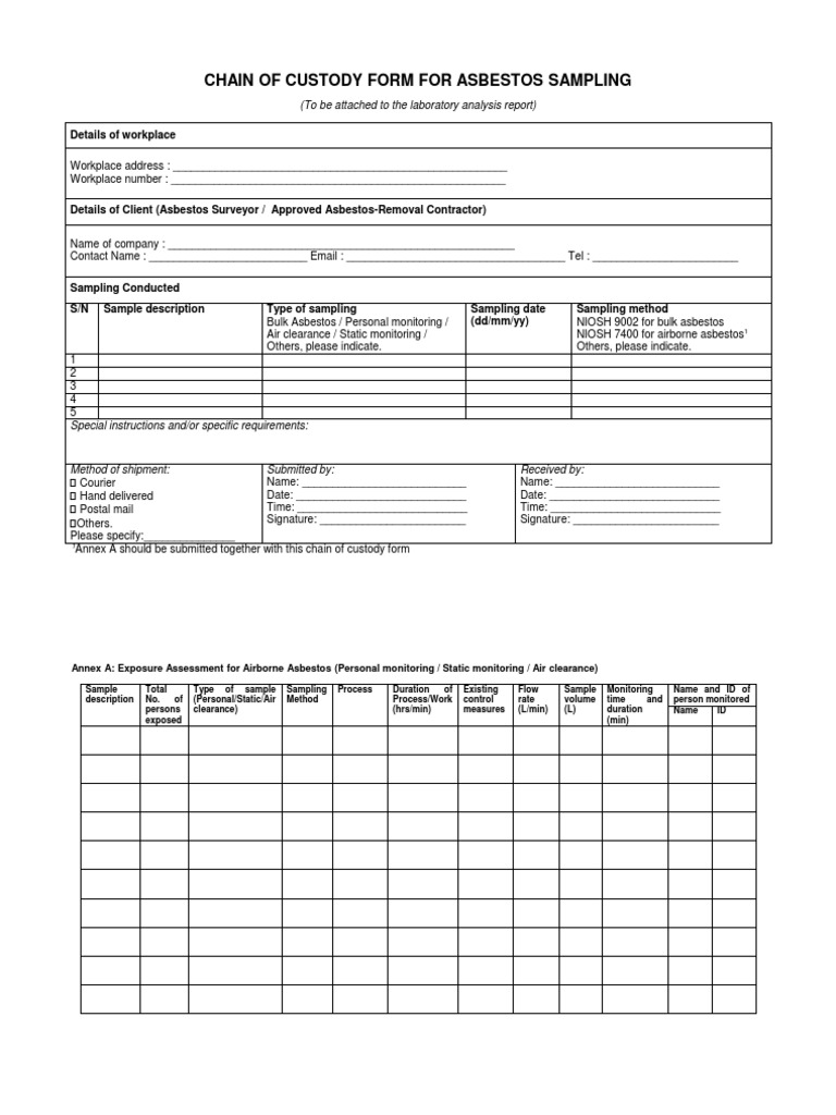 Chain Custody Asbestos Analysis | PDF | Asbestos | Occupational Safety ...