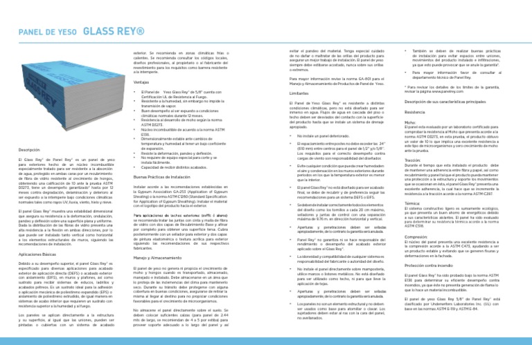 A Panel - Yeso - Glass - Rey | PDF | Aislamiento térmico | Materiales