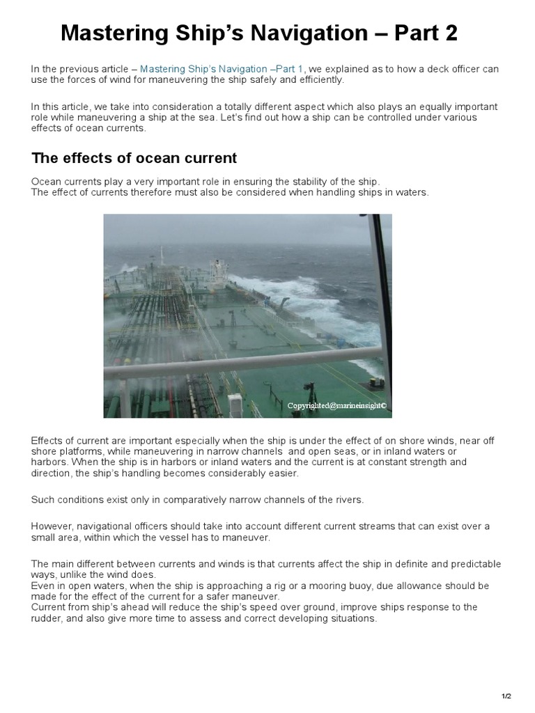 Navigating Ocean Currents & Ship Squat | PDF | Ships | Water Transport