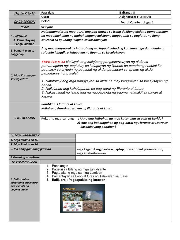 dlp-1, Florante at Laura-Grade 8 | PDF