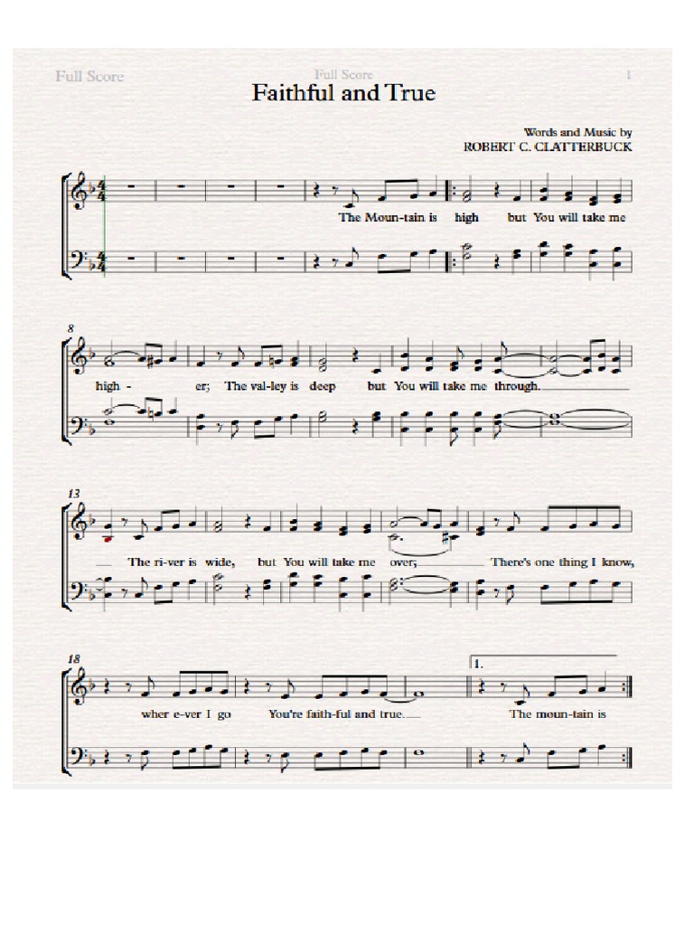 Faithful and True (Music Sheet) Quartet Mixed | PDF