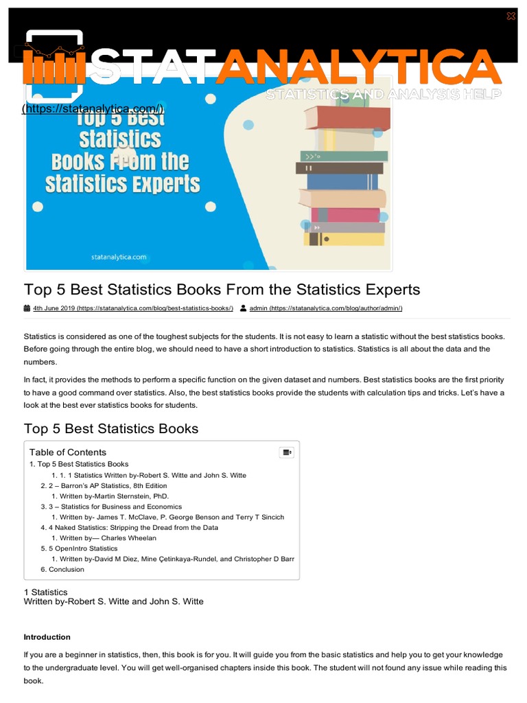 Best Statistics Books | PDF | Statistics | Books