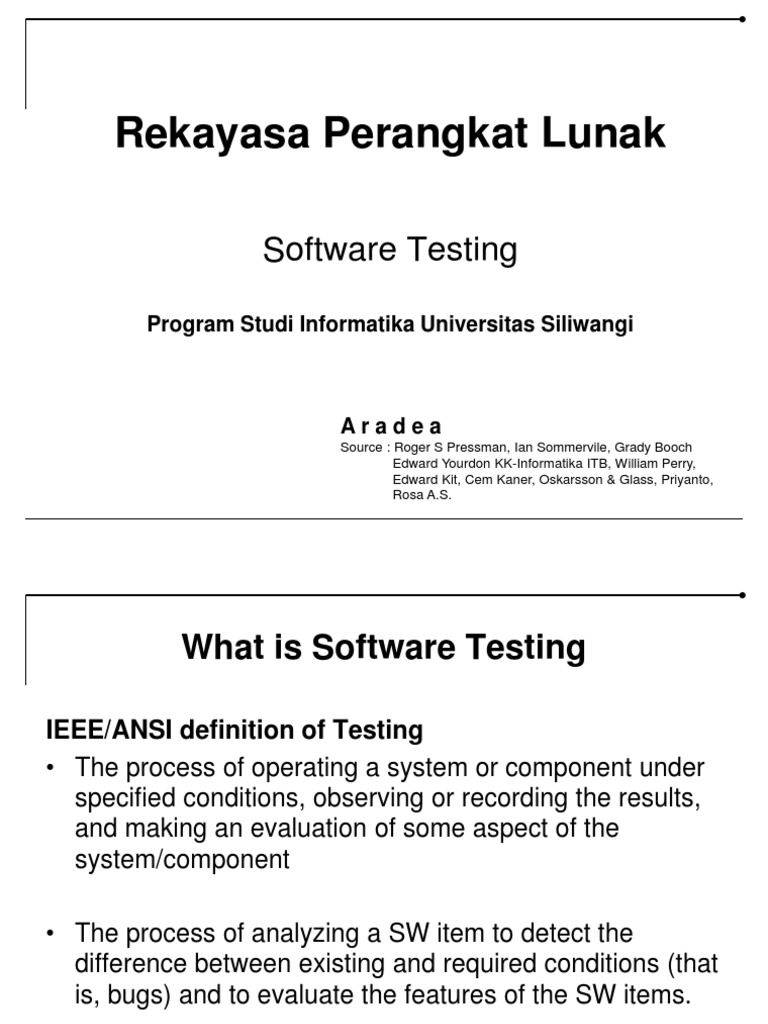 RPL-13 Pengujian Perangkat Lunak | PDF | Software Testing | Top Down ...