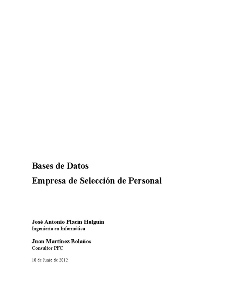 Proyecto Base de Datos Empresa Selección Personal | PDF | Caso de uso | Bases de datos