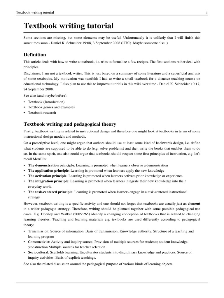 Textbook Writing Tutorial | Download Free PDF | Pedagogy | Reading ...