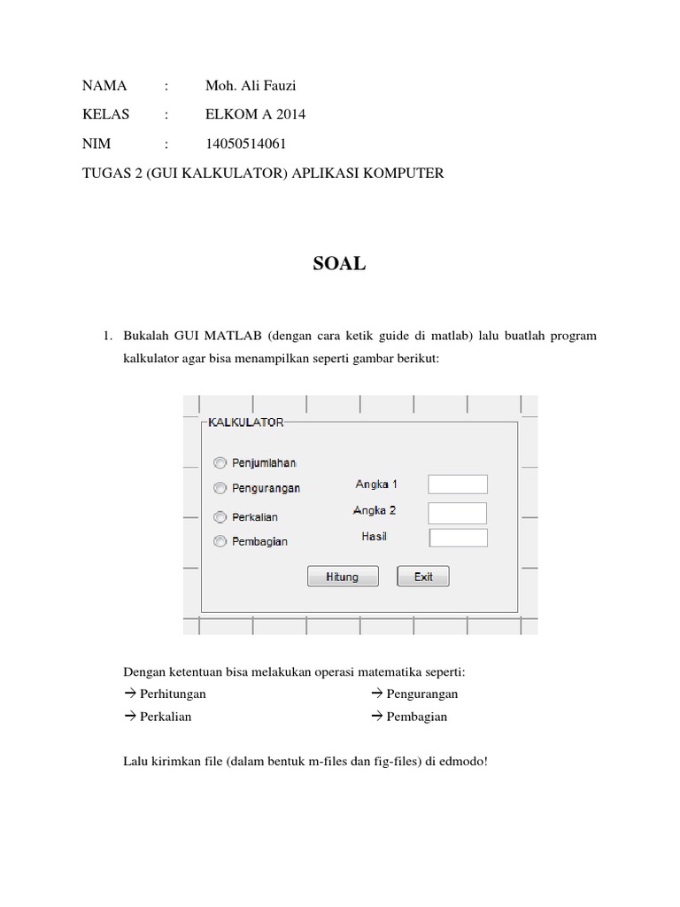 Pembuatan Kalkulator Dengan Menggunakan | PDF
