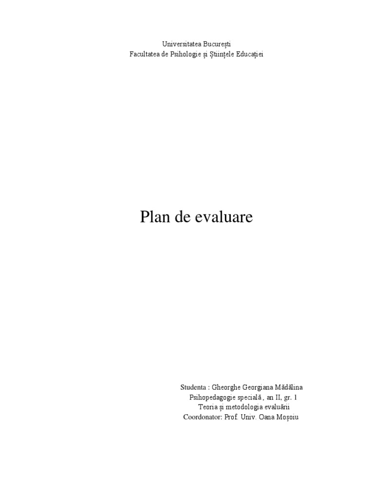 Plan de Evaluare | PDF