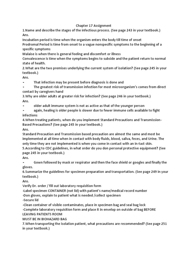 Chapter 17 Assignment | PDF | Infection | Medical Humanities