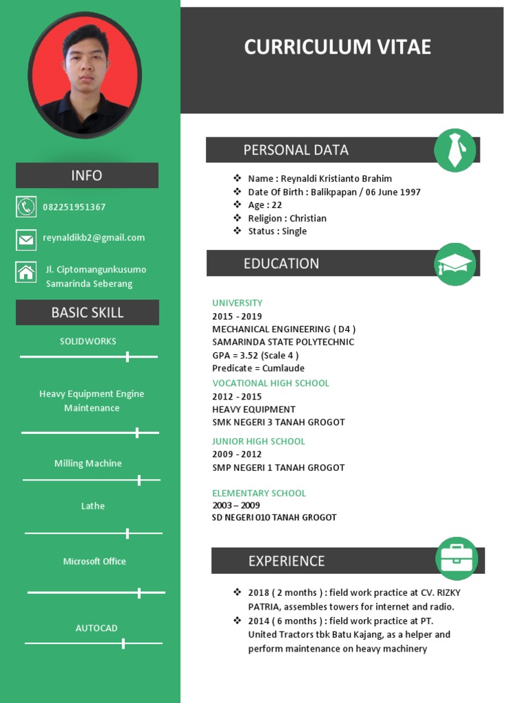 CV Reynaldi Kristianto | PDF | Behavior Modification | Cognition