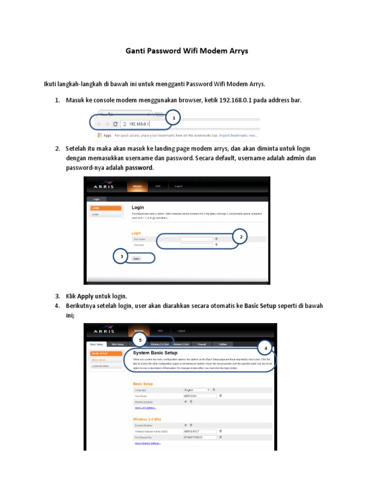 Panduan Setting Password Modem Wifi Arrys Pdf