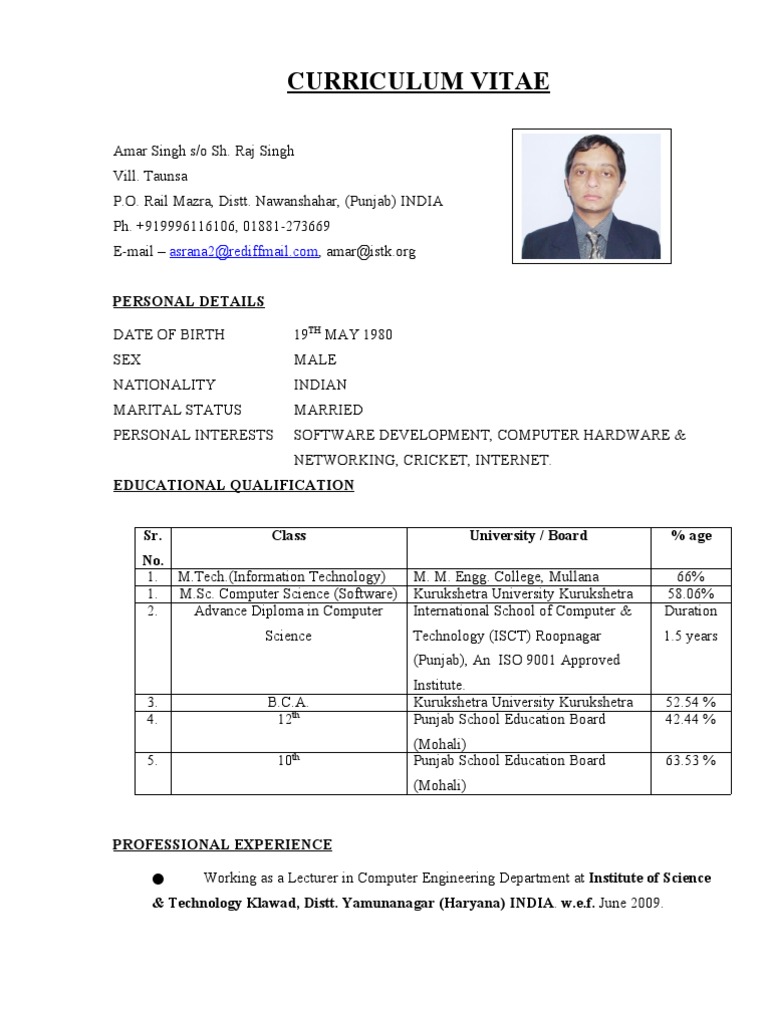 Resume Amar | PDF | Microprocessor | Linux