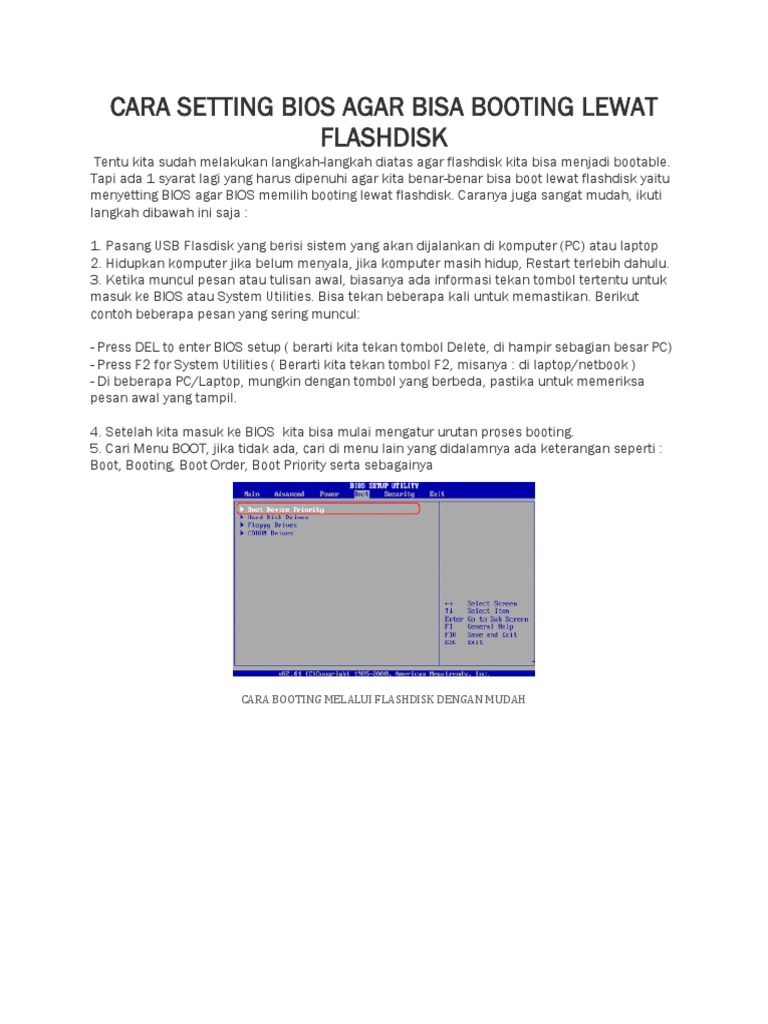 Cara Setting Bios Agar Bisa Booting Lewat Flashdisk | PDF