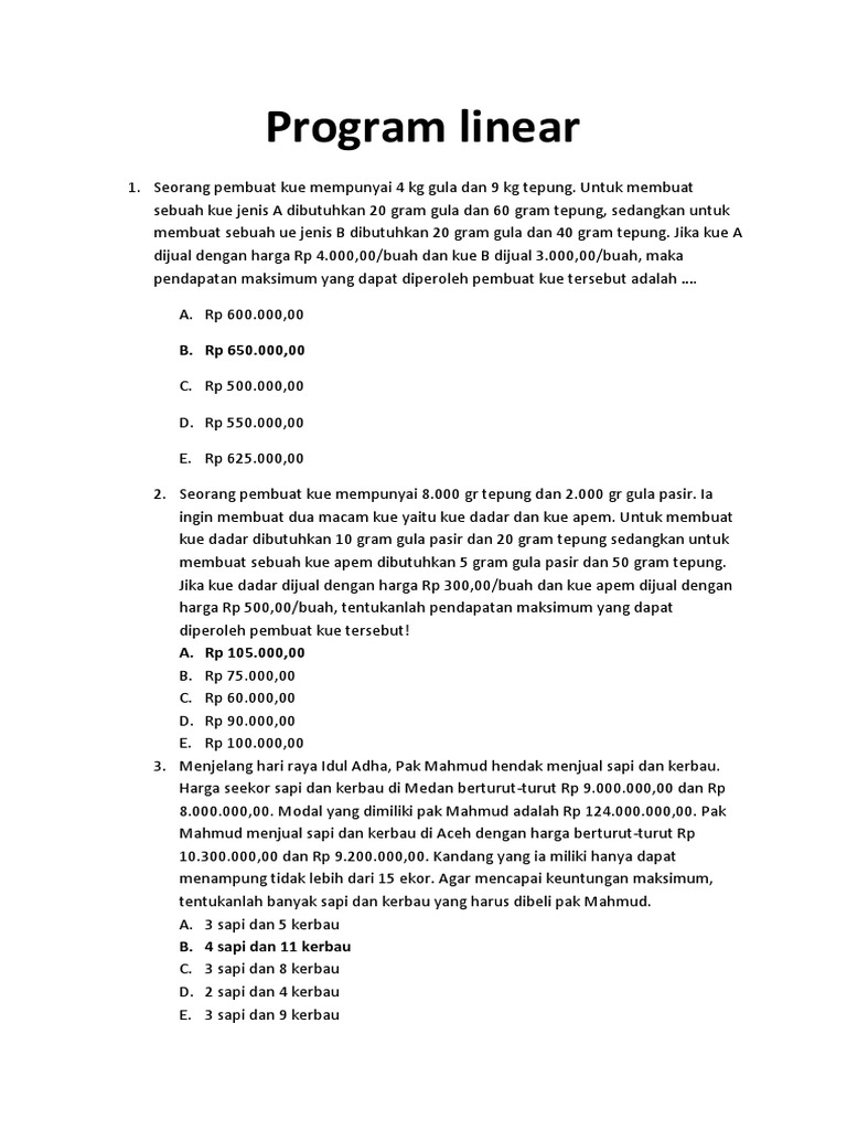 Soal Program Linear | PDF