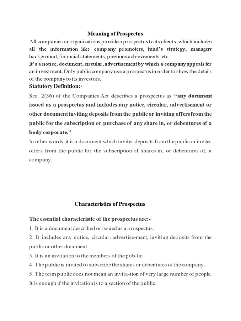 Prospectus of A Company | PDF | Prospectus (Finance) | Stocks