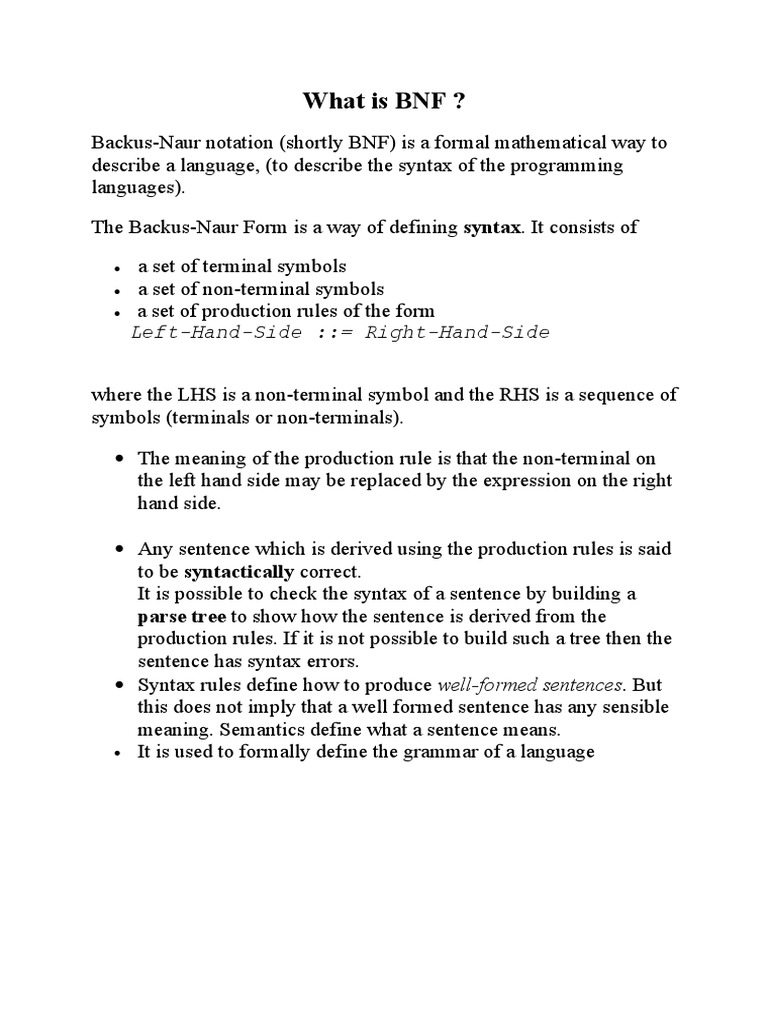 BNF | PDF | Teaching Mathematics | Language Mechanics