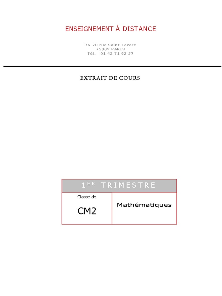 Cours cm2 Maths | PDF | Raisonnement déductif | Enseignement des ...