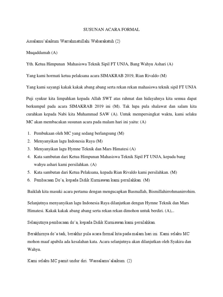 Susunan Acara Formal | PDF