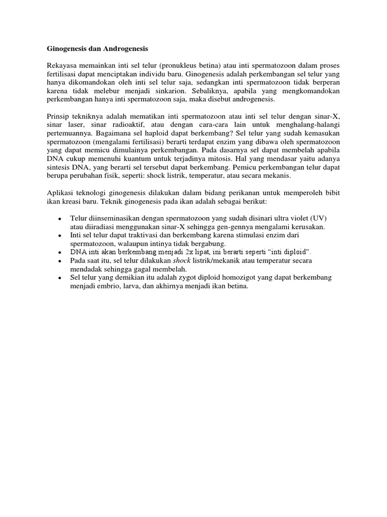 Ginogenesis Dan Androgenesis | PDF