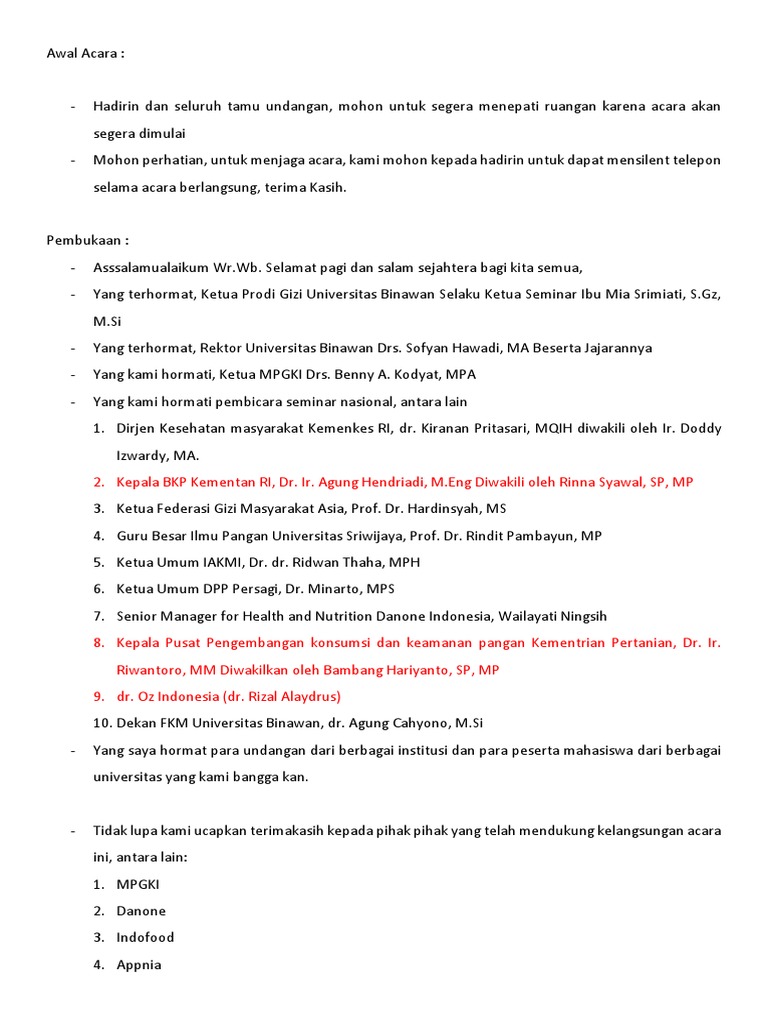 Teks MC Seminar | PDF