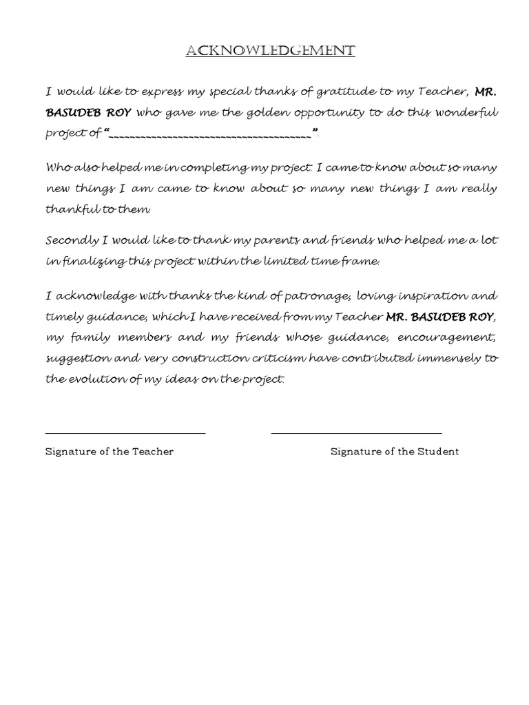 Acknowledgement Project New | PDF