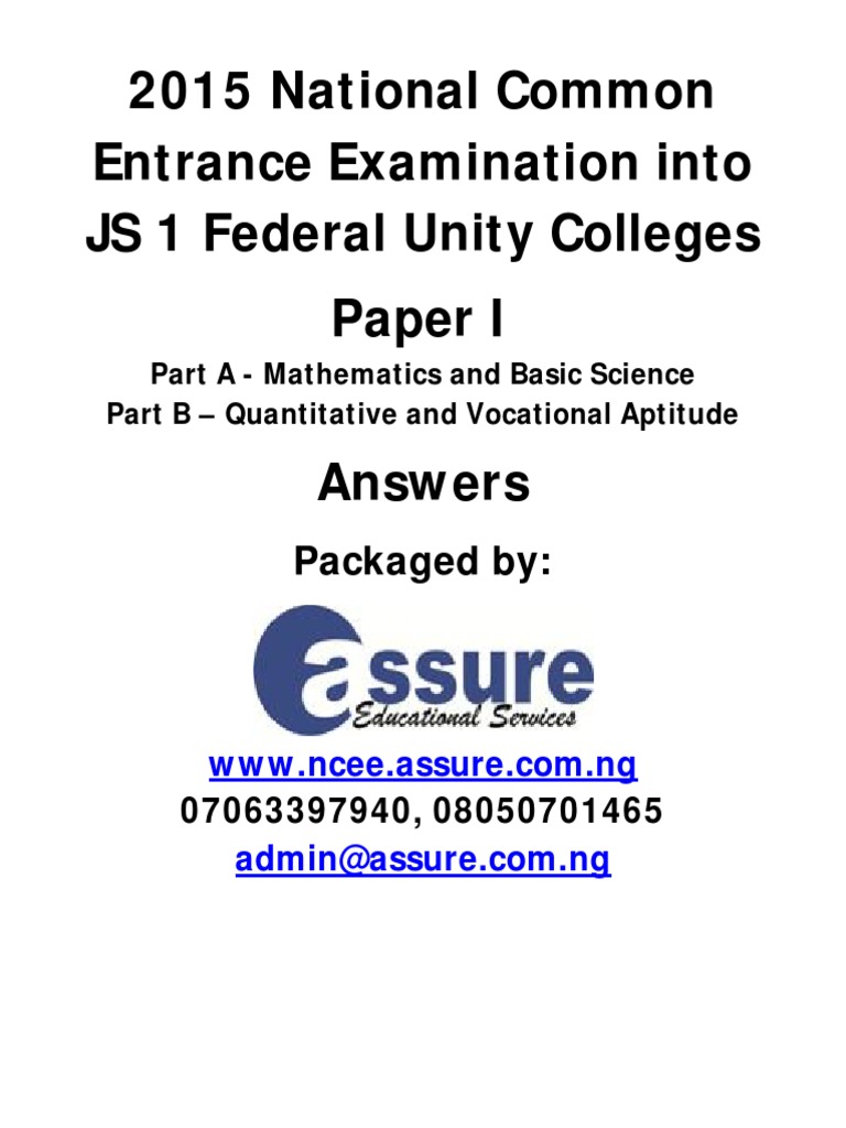 Common Entrance Sol - 1 PDF | PDF