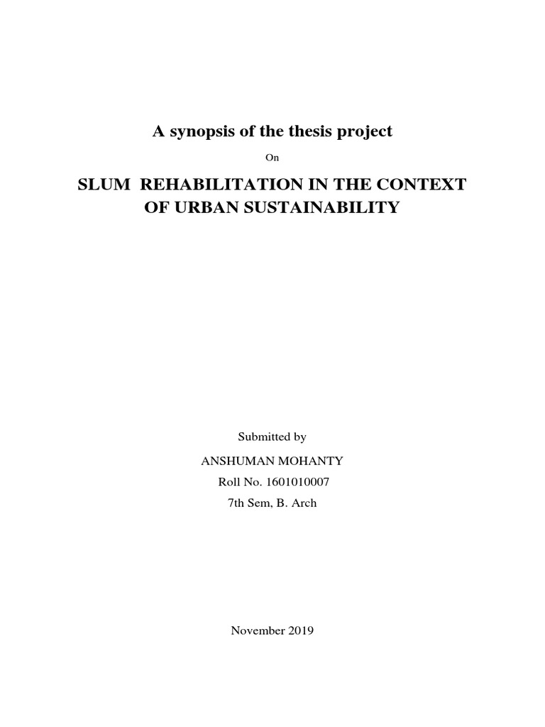 A Synopsis of The Thesis Project | PDF | Slum | Data Analysis
