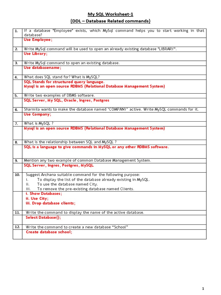 All Worksheets MYSQL - Solutions | Download Free PDF | Databases ...
