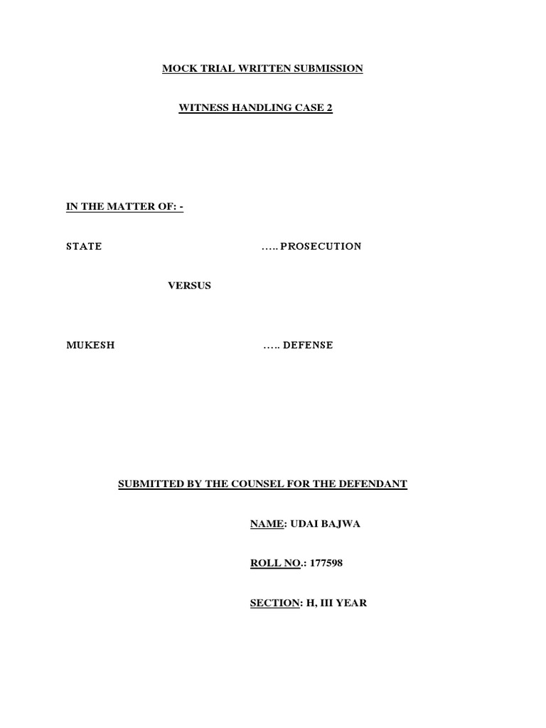 Mock Trial Witness Handling | PDF | Witness | Acquittal