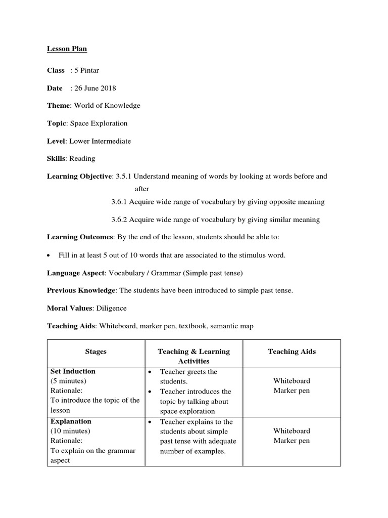 Lesson Plan | PDF | Semantics | Word