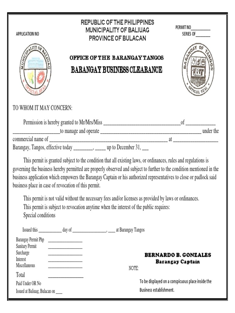 Business Clearance Sample | PDF | Finance & Money Management