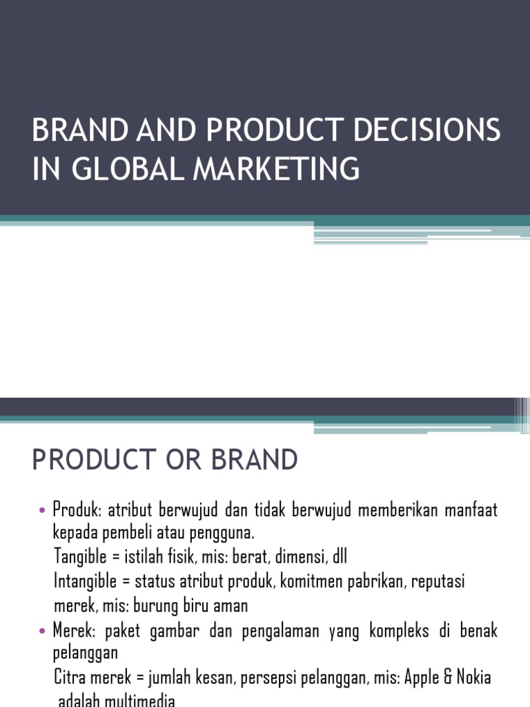 Brand and Product Decisions in Global Marketing | PDF | Memasak ...