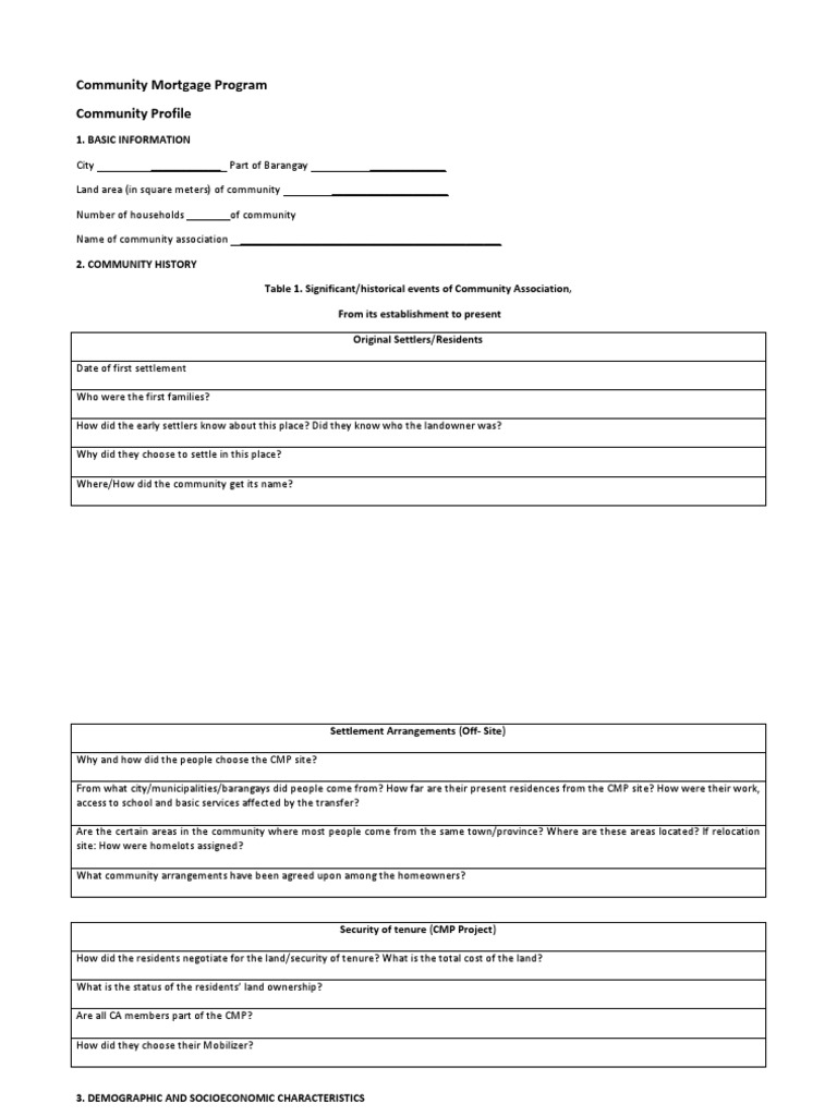 CMP Community Profile Form | PDF | Drinking Water | Road