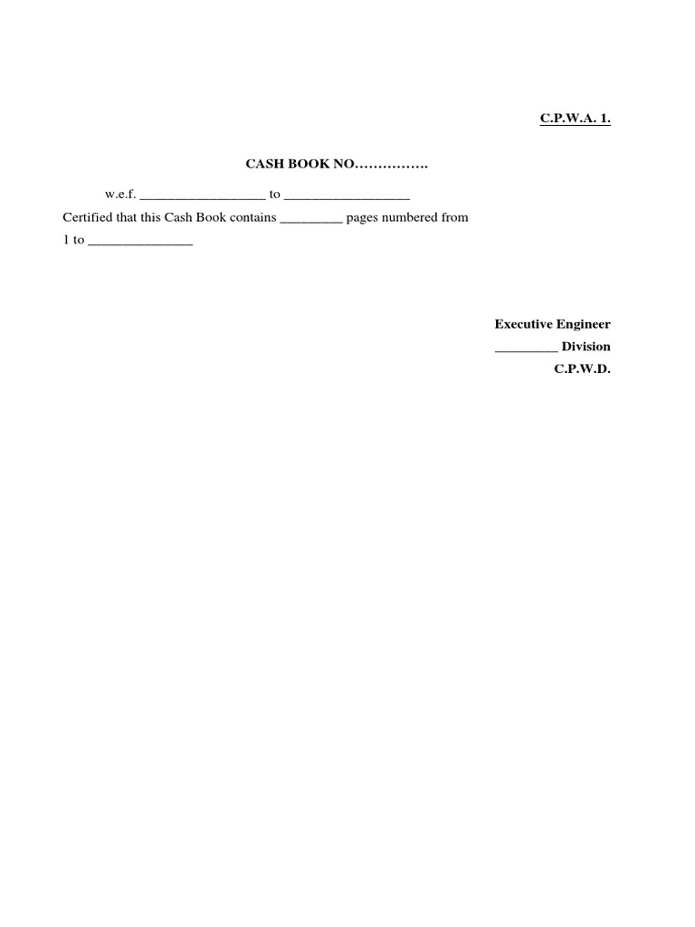 CPWD Cash Book Guidelines | PDF | Payments | Cheque