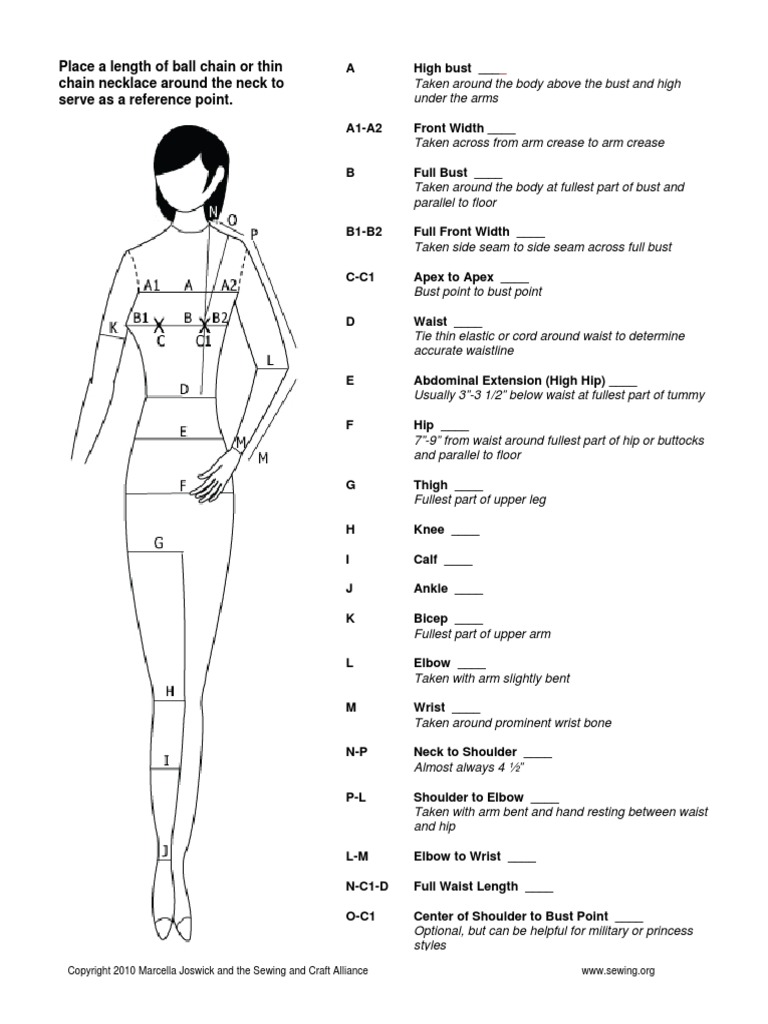 Taking Body Measurements PDF | PDF | Waist | Seam (Sewing)